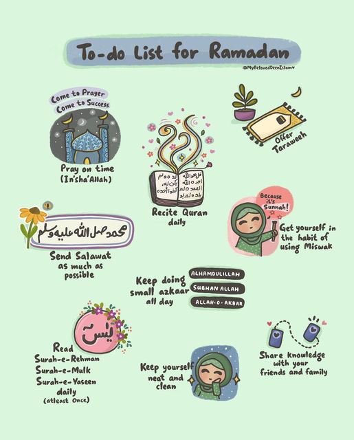 Here’s a little daily to-do list for Ramadan Let’s Spend this precious ...
